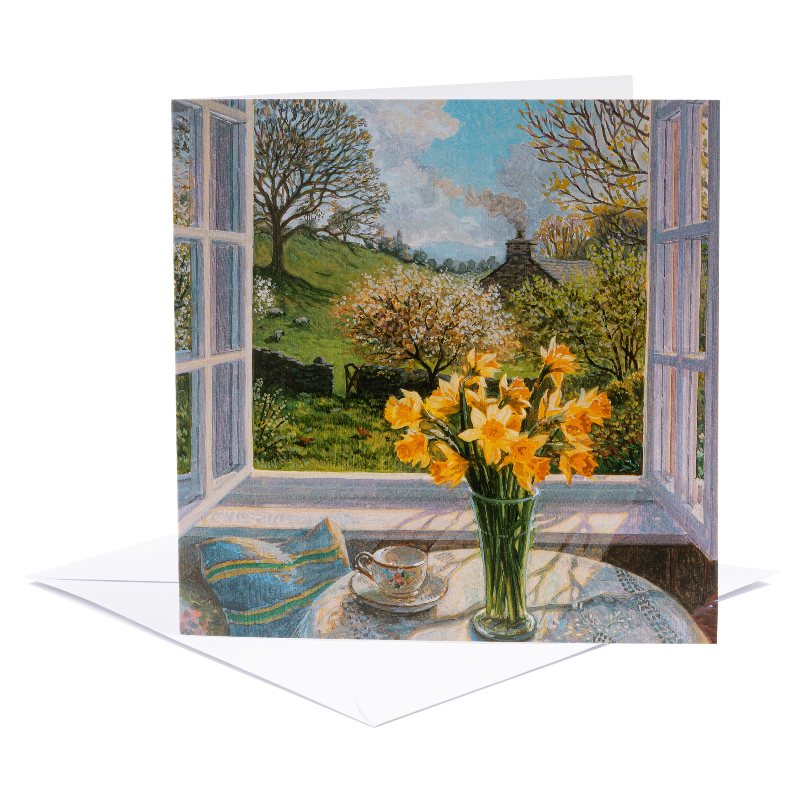 'Daffodils by an Open Window' Greetings Card | Grasmere Gingerbread