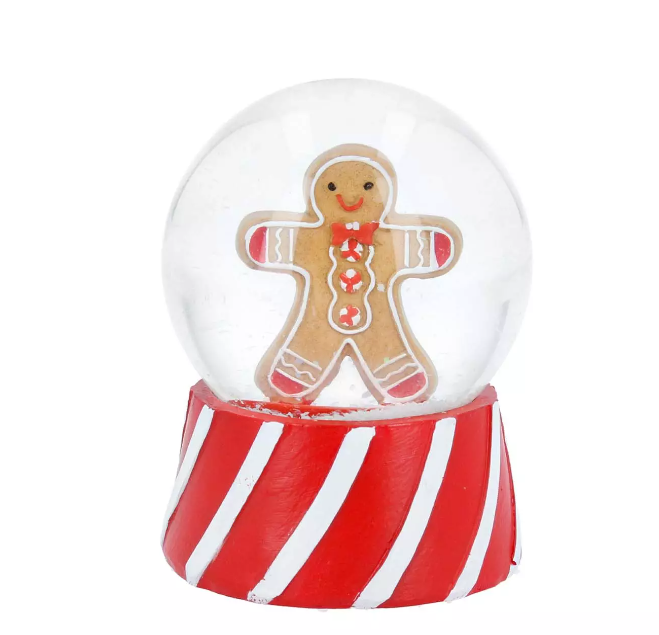 Gingerbread Man Candy Cane Snow Globe | Grasmere Gingerbread