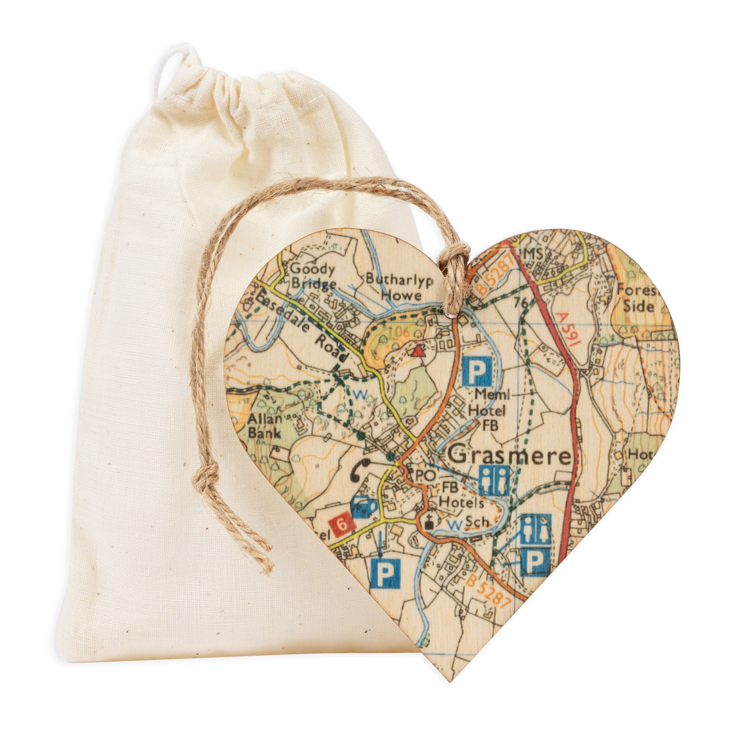 Grasmere Heart ‘Map’ Decoration | Grasmere Gingerbread